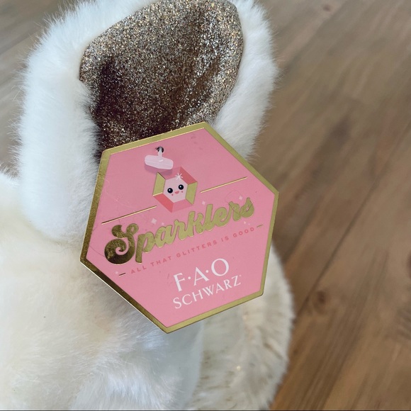 FAO Schwarz | Toys | Fao Schwarz Bunny Rabbit Plush Sparkles White Gold ...
